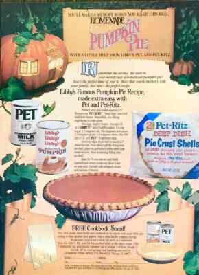1979 PET Milk and Pet-Ritz Pie Crust Shells Magazine Ad Libby's Pumpkin ...