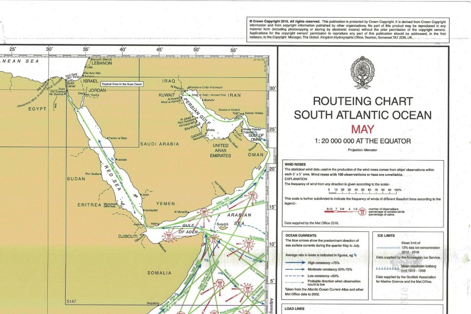 Admiralty 5125 5 Routeing Chart South Atlantic Ocean May Chart Maritime ...