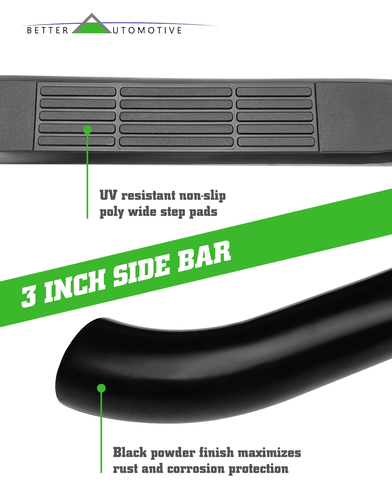 3" Black Side Step Rails for 2010-2024 Toyota 4Runner Nerf Bars Running ...