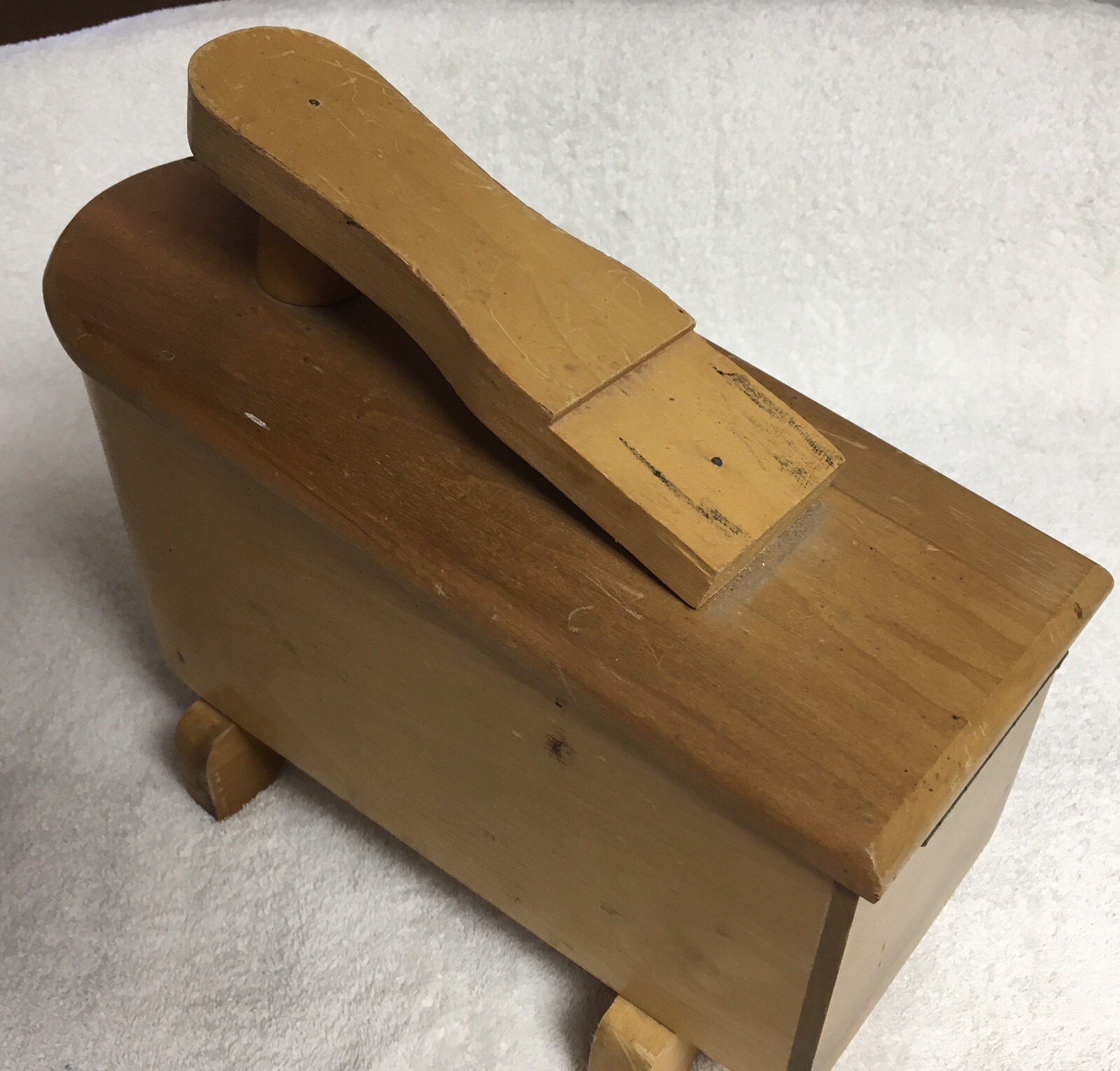 Antique Veneer Wooden Shoe Shine Storage Box Art Deco… - Gem