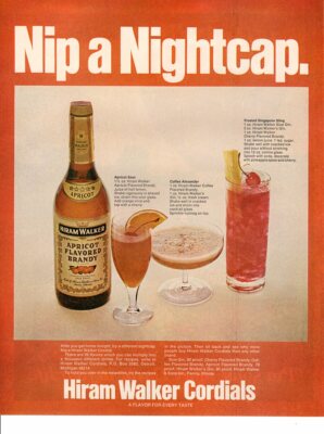 Vintage advertising print Alcohol Hiram Walker's Apricot Brandy ...