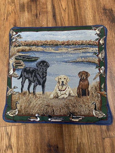 Black Yellow Chocolate Labrador Retriever Dog Needlepoint Throw Pillow ...