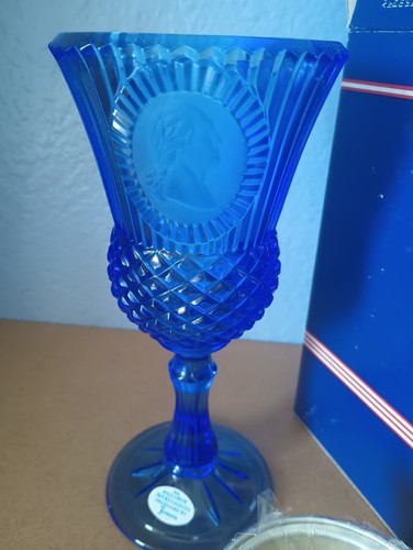 Avon Fostoria George Washington Blue Cobalt Candle Holder Goblet 1976 ...