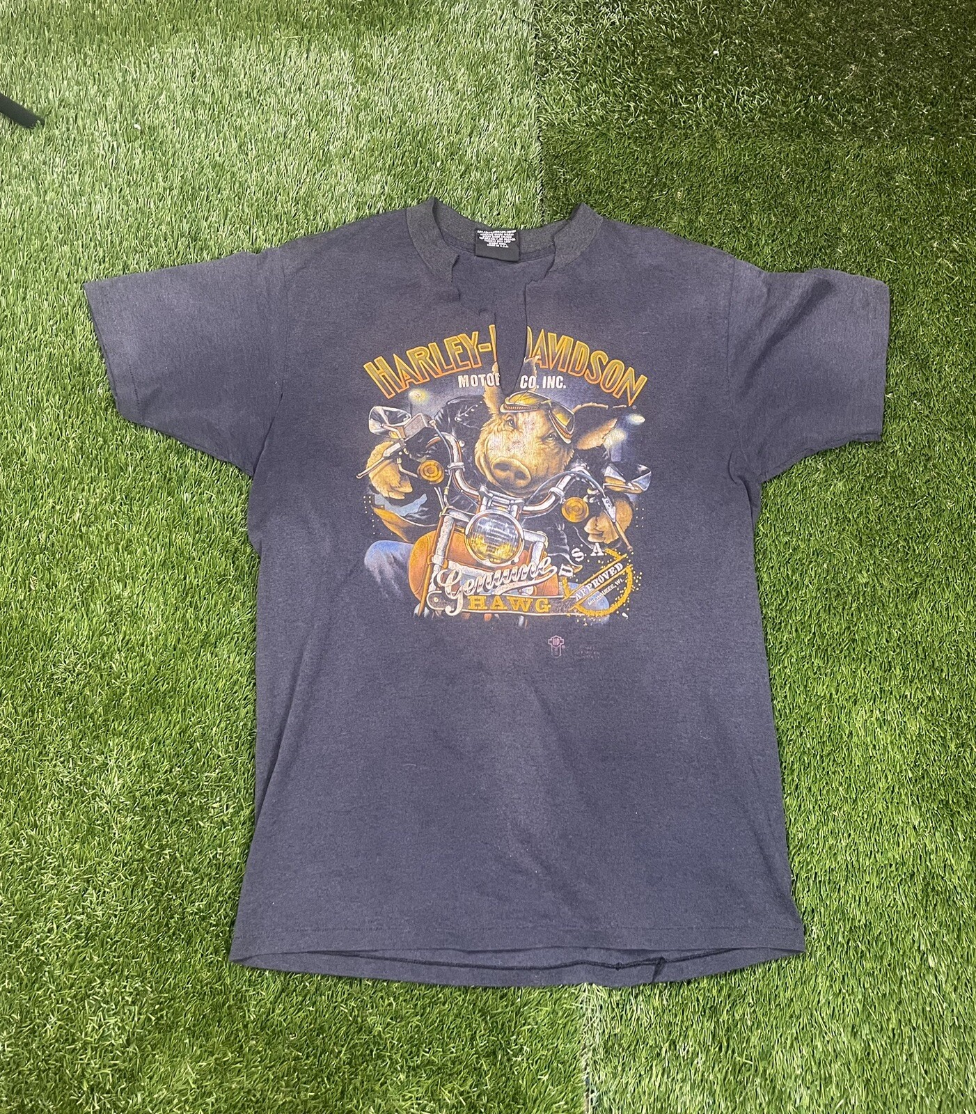 Vintage 1989 90s Harley Davidson 3D Emblem Hawg T-shi… - Gem