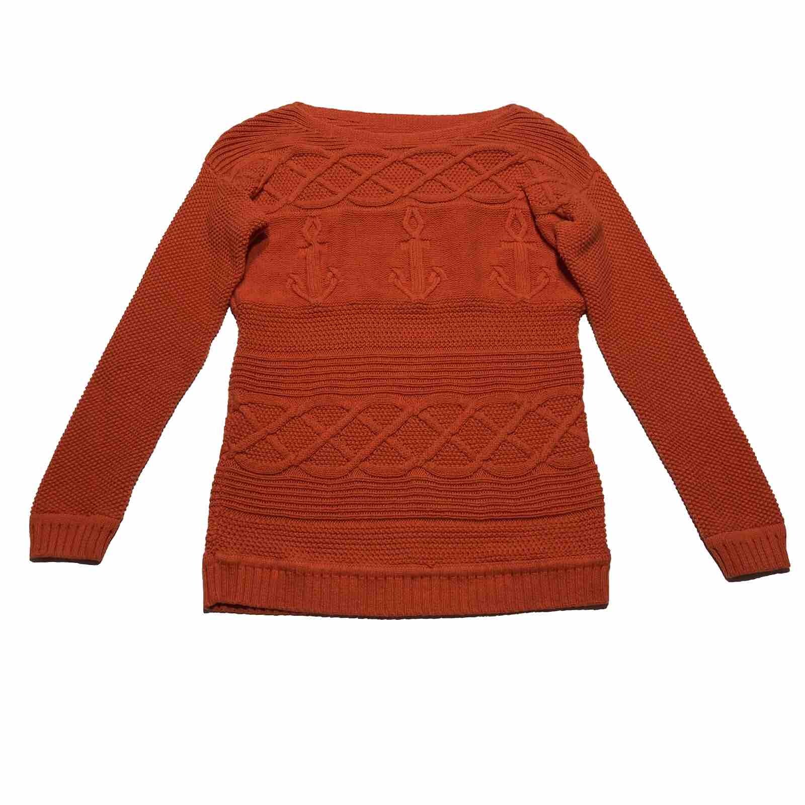 Talbots Petites Women’s Orange Boat Anchor Theme Long Sleeve Sweater ...