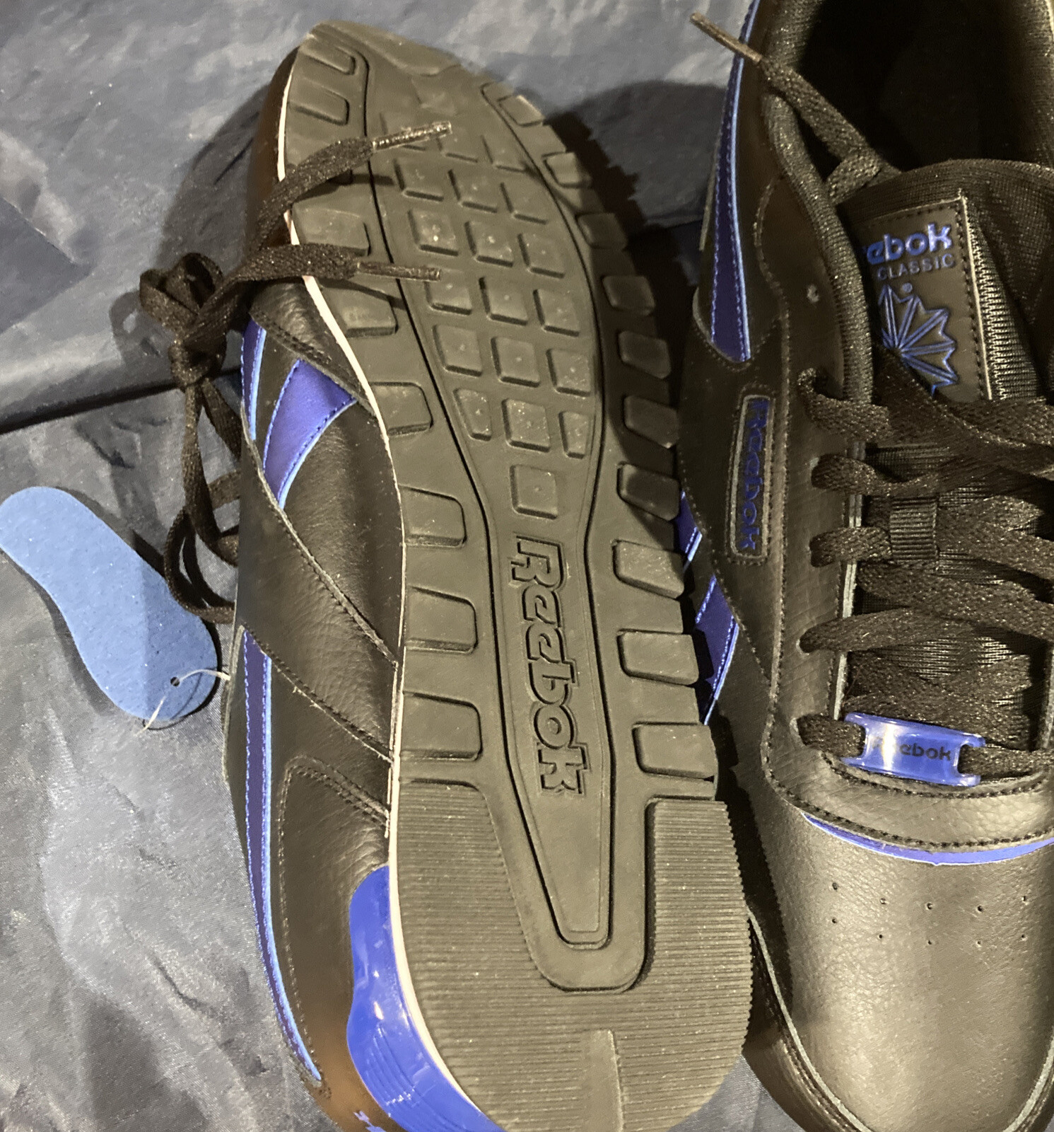 Size 12.5 - Reebok Classic OrthoLite Black Blue Trim New W/tag Mens ...
