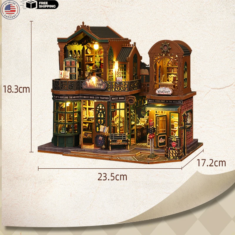 2025 DIY Big Doll House Wooden Miniature Twilight Bookstore Model ...