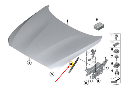 NEW OEM BMW 2 COUPE F22 FRONT ENGINE HOOD STRUT 51237239233 7239233 ...