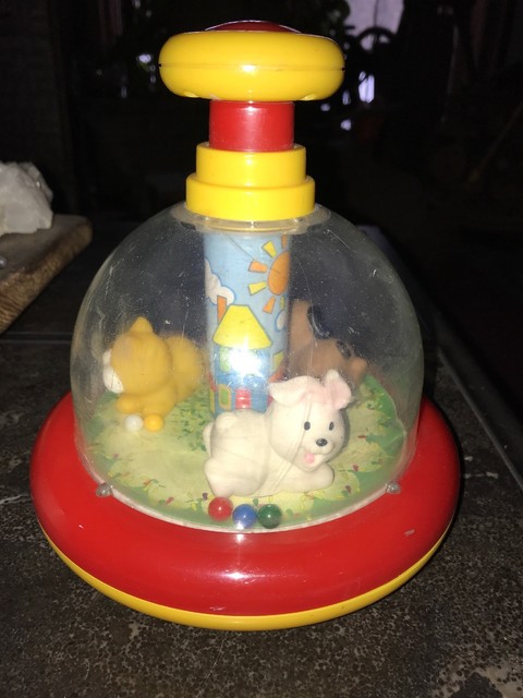 MEGCOS Vintage push and spin Spinning top toy Red Yellow 1112 | eBay