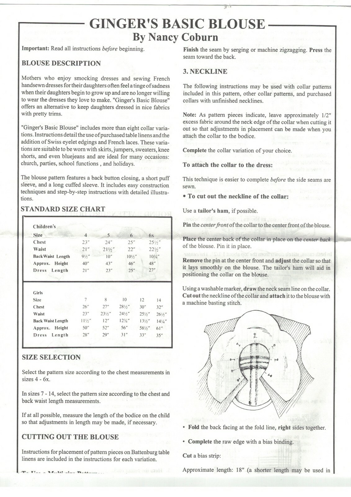 Ginger Snaps Designs Basic Blouse Pattern Puff Sleeves Girls Size 4-14 Uncut | eBay