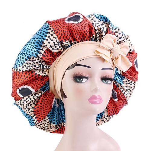 Bow Elastic Ribbon African Cap Pattern Cap Head Wrap Adjustable ...