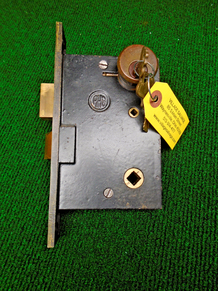 RHC #1600 MORTISE LOCK w/CYLINDER & KEYS: 2 3/4" BS, 7 3/4" FACE NICE ...