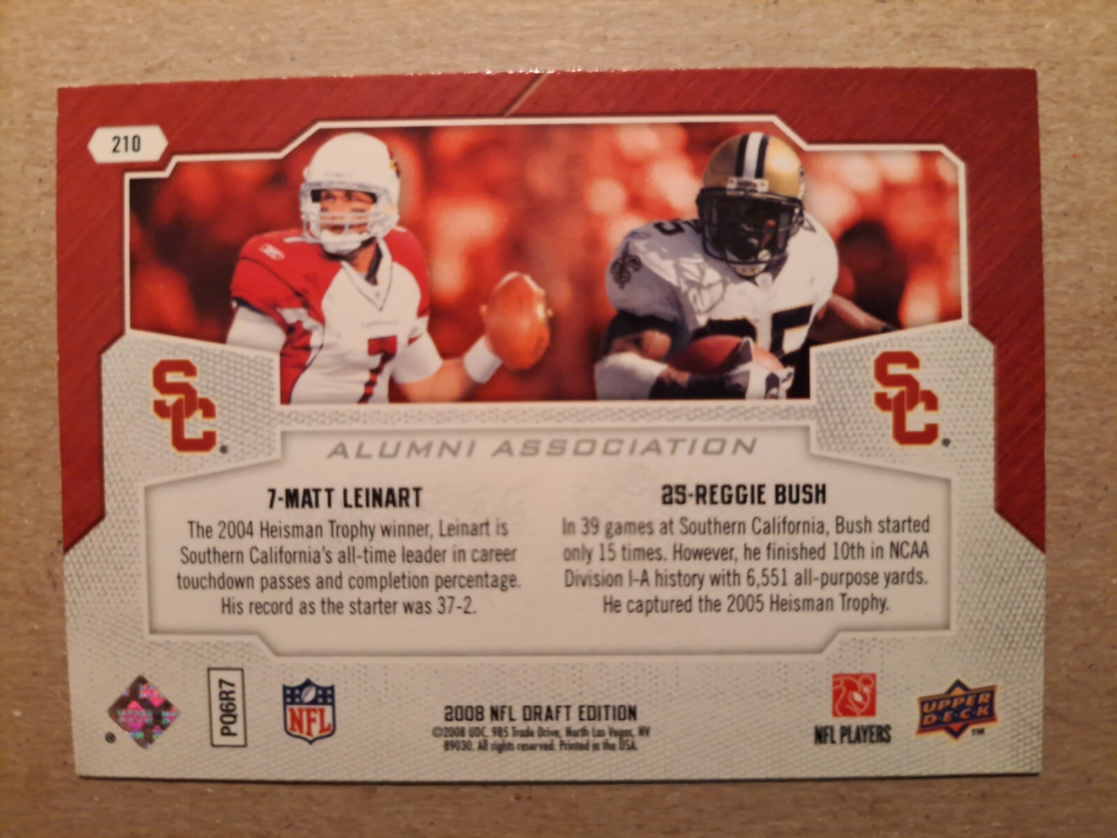 Upper Deck Rookie 2008 NFL Draft 210 Matt Leinart/Reggie Bush | eBay