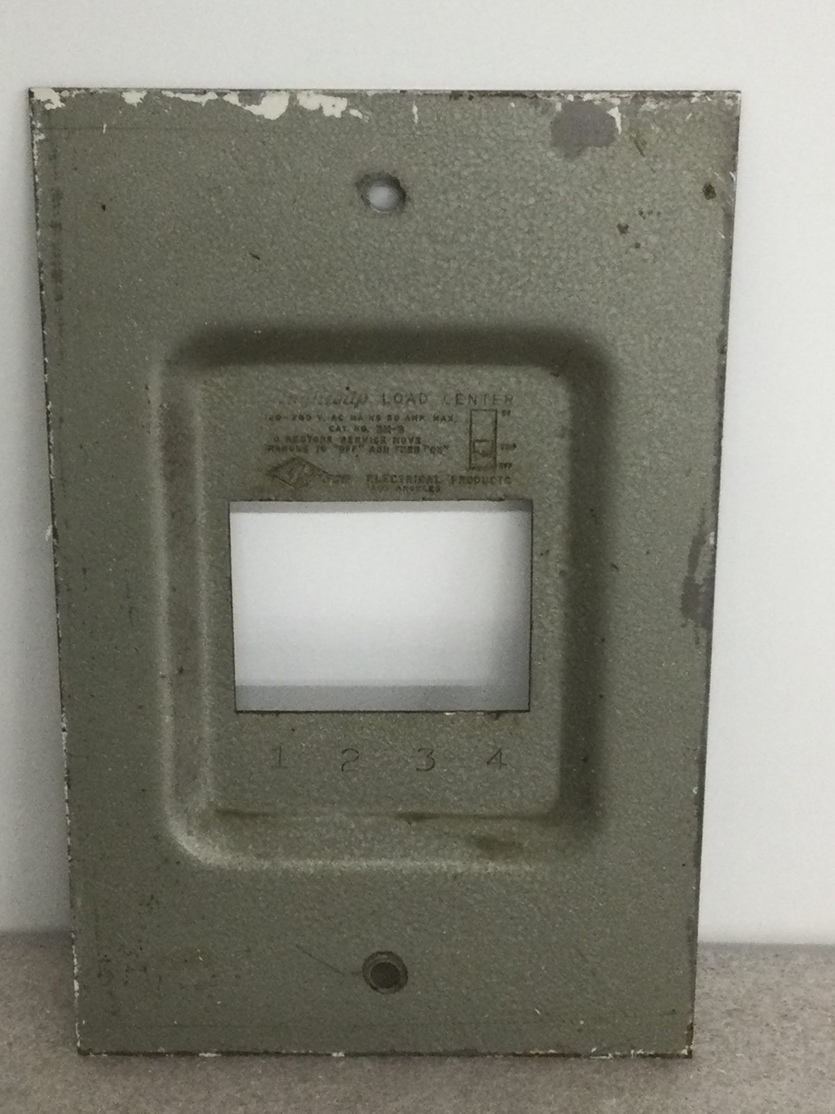 Zinsco Magnetrip Cat. No. 3M-S 120/240V 4 Space panel Dead Front Cover ...