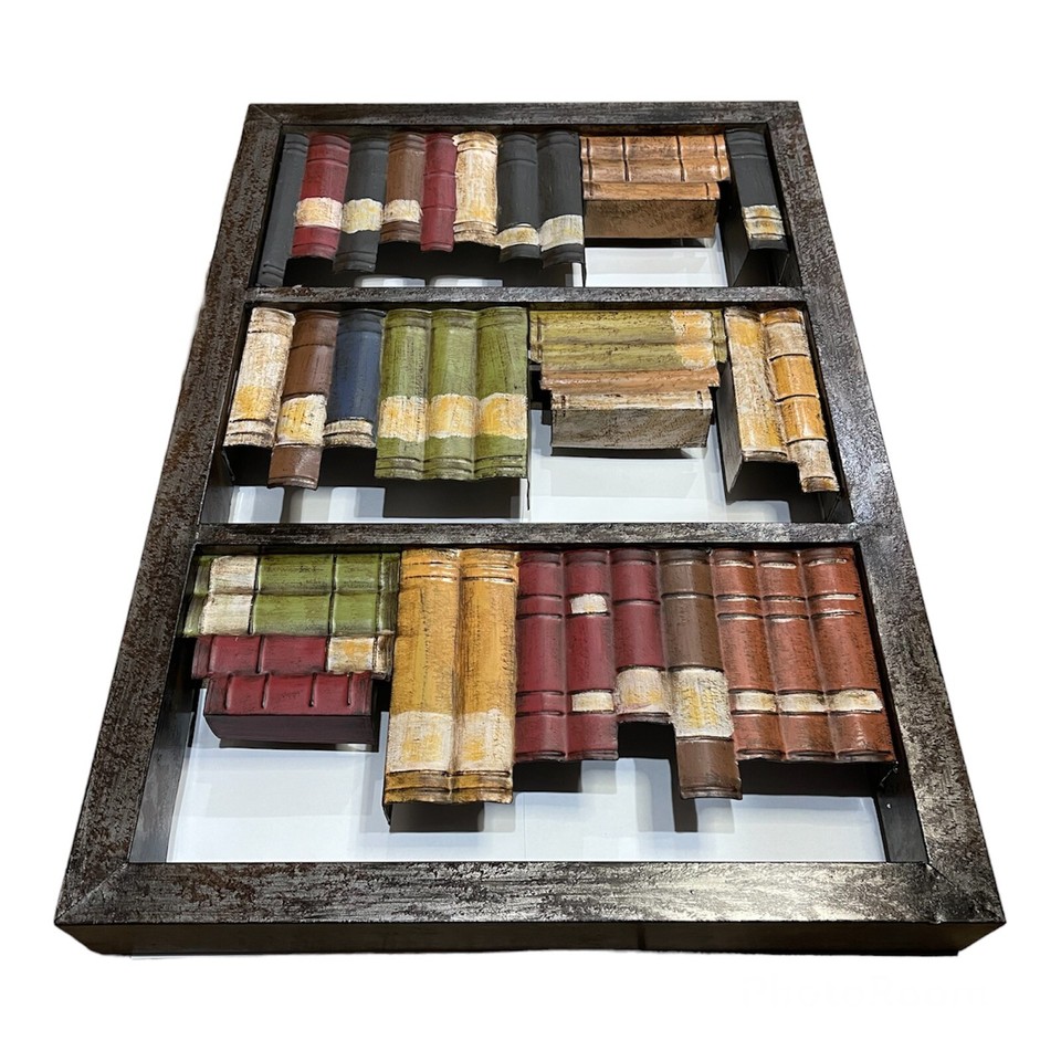 Hobby Lobby Vintage Sheet Metal Library Book Wall Art Frame Decorations ...