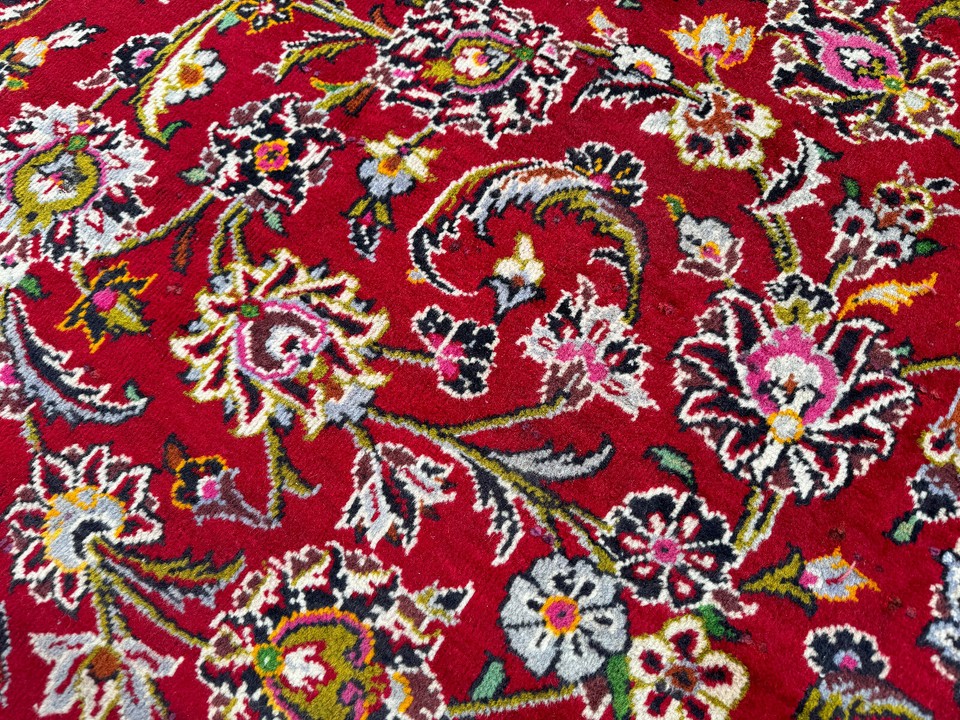 10x14 RED ORIENTAL RUG VINTAGE colorful handmade big handknotted real ...