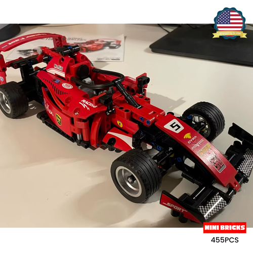 Formula F1 455PCS DIY Building Blocks Set - 1:18 Scale Red Pull-Back ...