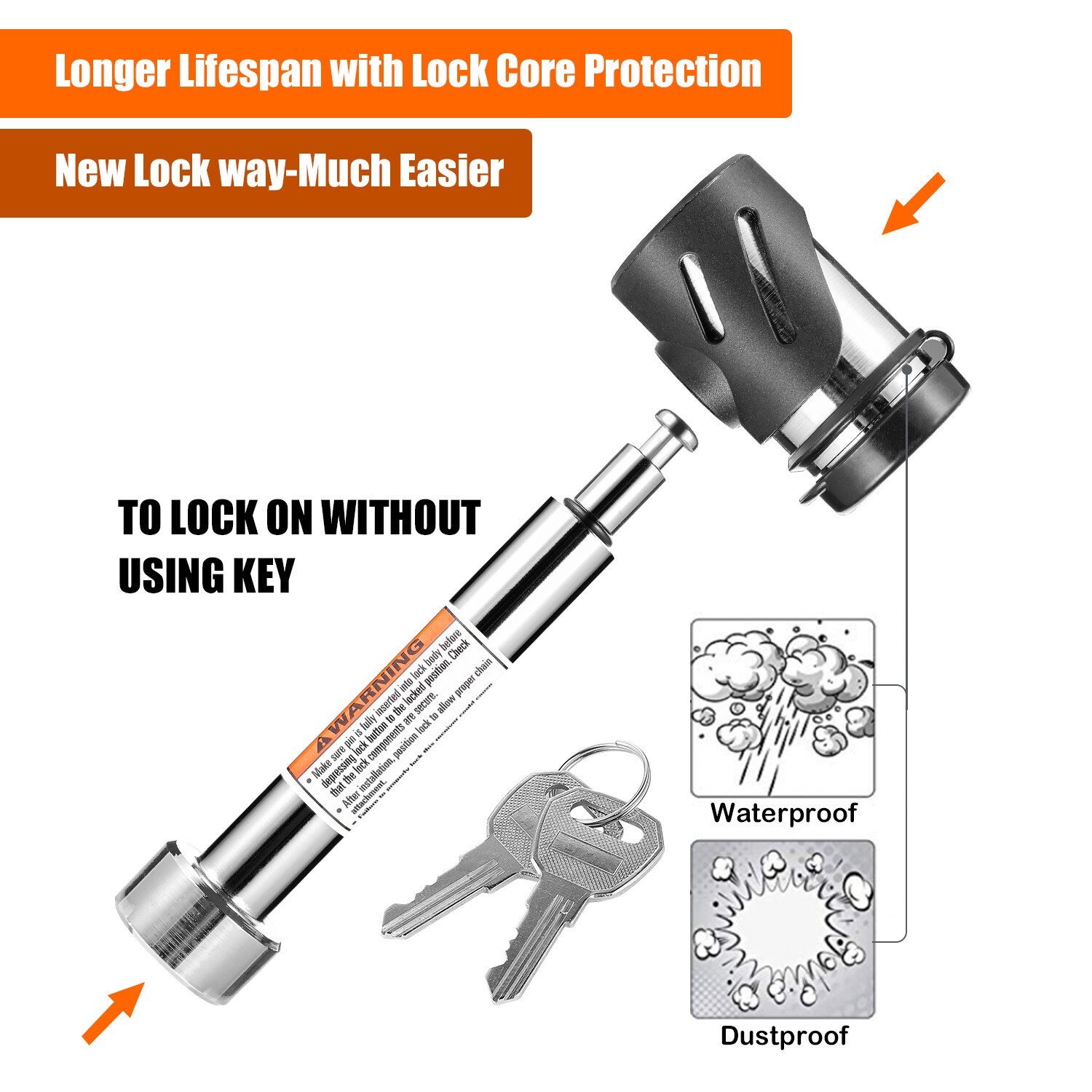 5/8" HITCH KEY LOCK PIN FOR TRUCK TRAILER TOW Class III IV RECEIVER ...