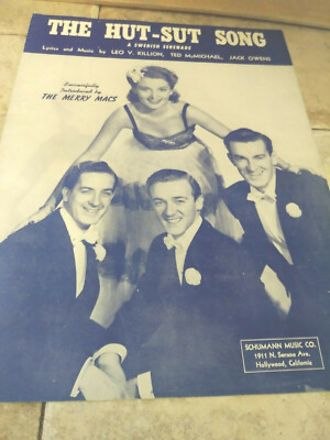 SHEET MUSIC THE HUT-SUT SONG (A SWEDISH SERENADE Recorded by Merry Macs ...