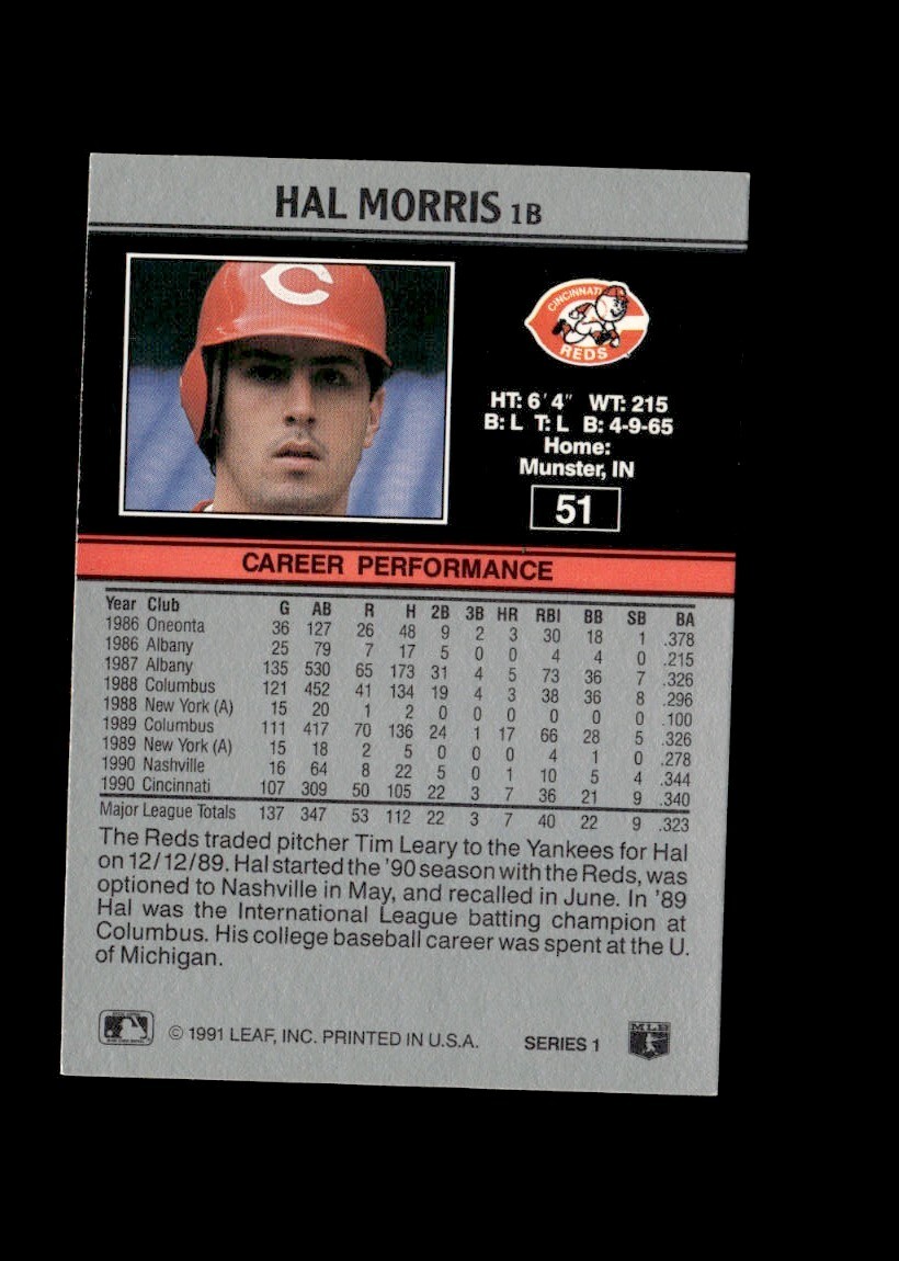 Hal Morris 1991 Leaf Reds authentic autographed card | eBay