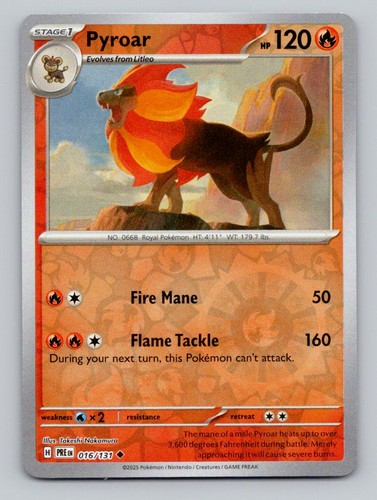 Reverse Holo Pyroar 016/131 Uncommon SV: Prismatic Evolutions Pokemon ...