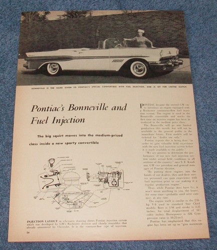 1957 Pontiac Bonneville and Fuel Injection Vintage New Car Info Article ...