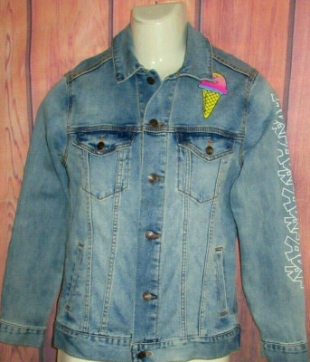 MENS PEANUTS CHARLIE BROWN ICE CREAM DENIM JACKET SIZE S | eBay