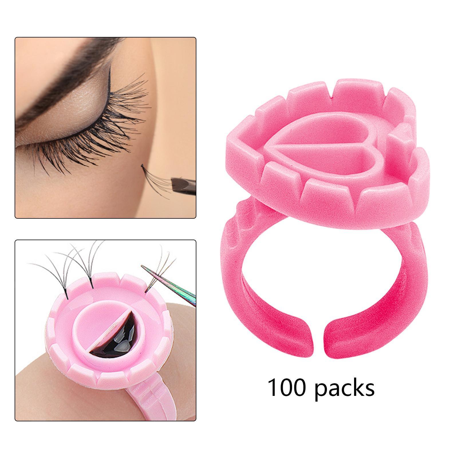 100Pcs Disposable Glue Rings Heart Shape Lash Supplies Palette Pink | eBay