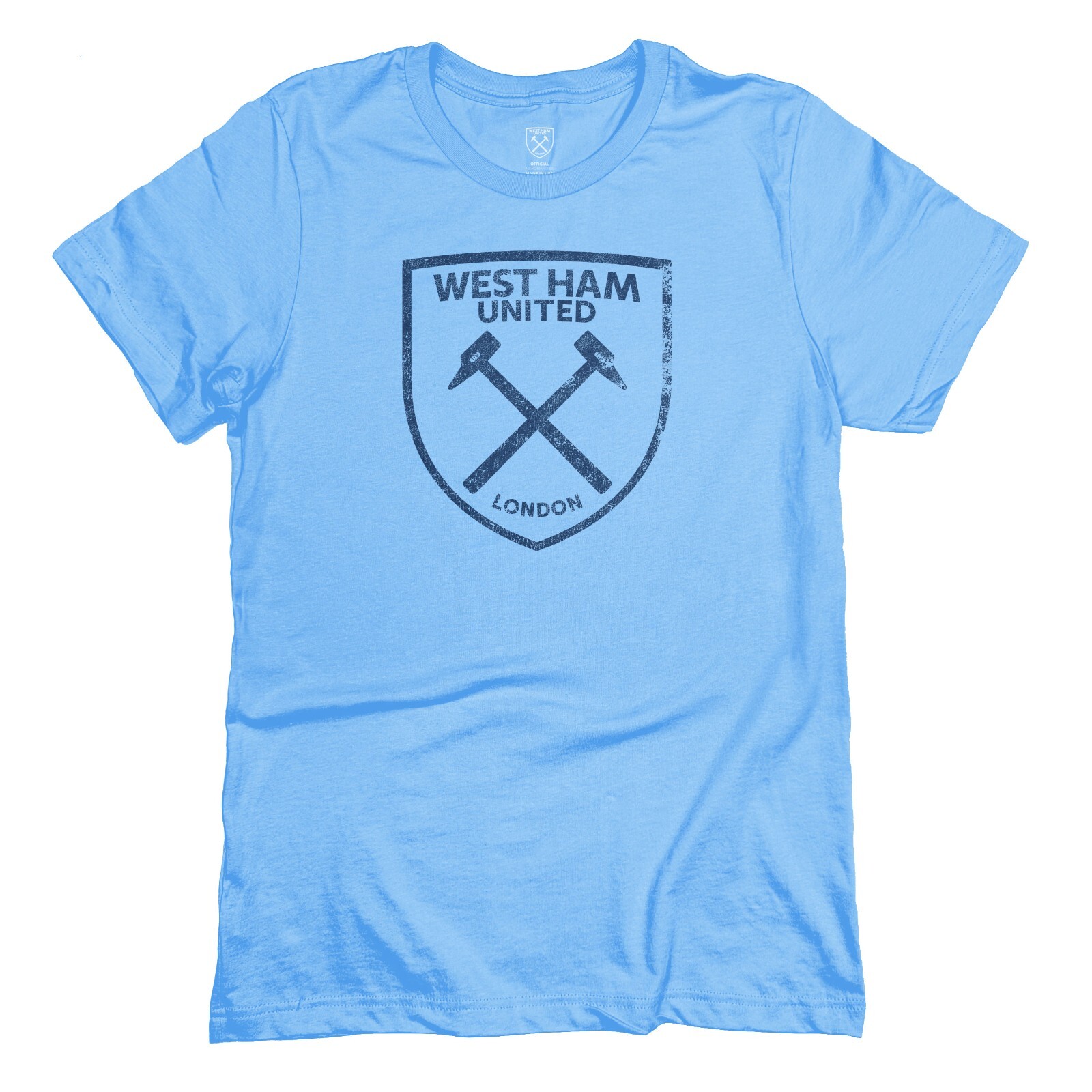 WEST HAM UNITED Mono Crest Premium Cotton T-Shirt Sky Blue - 1863FC | eBay