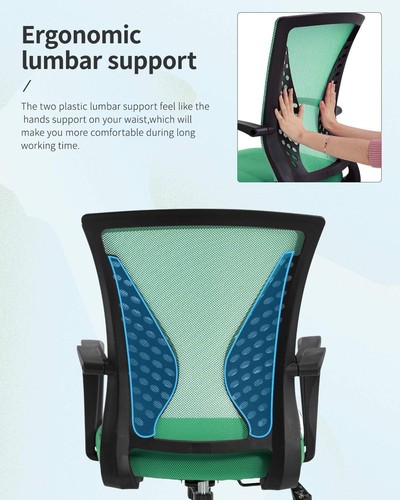 Home Office Chair Mid Back PC Swivel Lumbar Support Adjustable Desk ...
