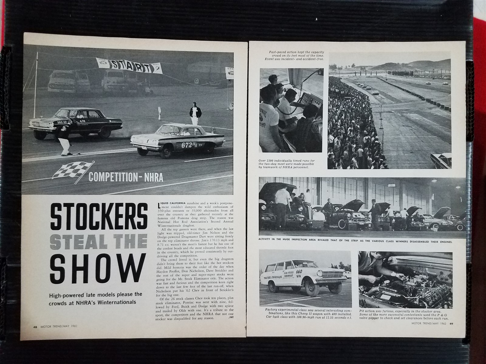Vintage 1962 NHRA Winternationals Drag Racing 4-Page Article | eBay