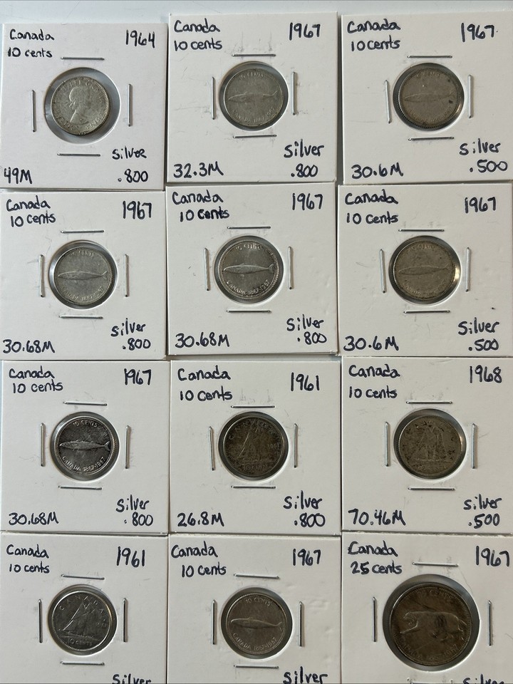 Silver 1.064 Troy Ounces - Canadian Silver Coin Lot (17 Coins) 15 - 10C ...