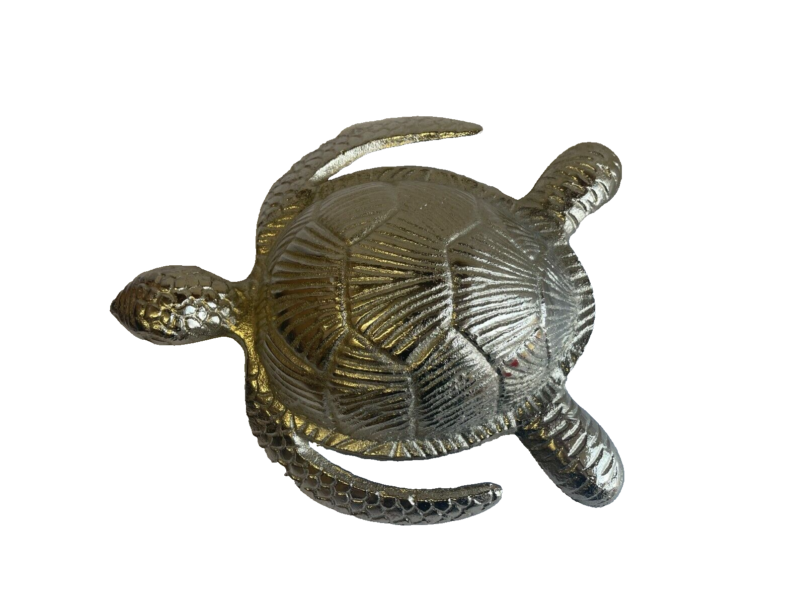 flashy BIG metal Turtle Statue Silver color home decor GREAT quality ...