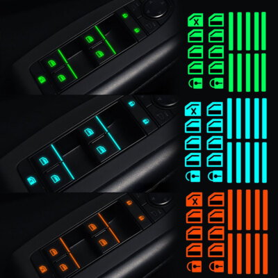 1pc Car Sticker Car Door Window Switch Luminous Sticker Night Safety ...