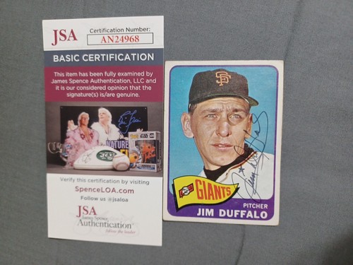 JIM DUFFALO 1965 Topps # 159 autographed signed card S.F. GIANTS 65 JSA ...
