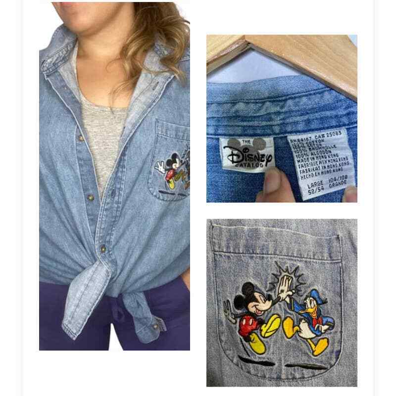 Disney Catalog 90s Chambray Mickey & Donald High Five… - Gem