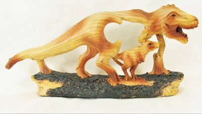 T-Rex w/baby Wood like Carving Dinosaur Decorative Table Top ...