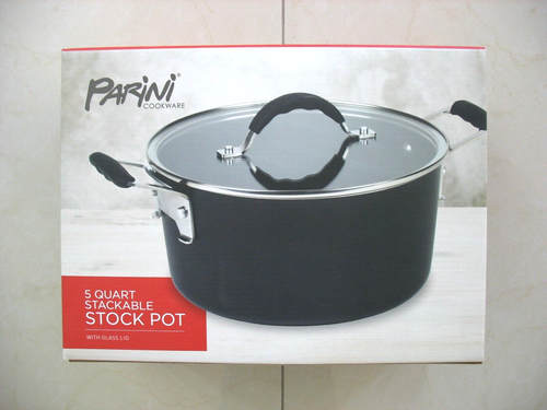 Parini 5 Qt Stackable Stock Pot w/ Glass Lid / Ceramic Non-Stick ...