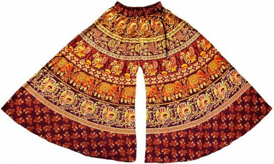 Krishna Cotton Palazzo Pants Green an Red combination (39" Length) PZC2 ...