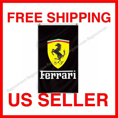Ferrari Banner 3X5 Italy Enzo Signature Flag Grommets Garage FREE ...
