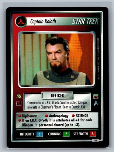 Star Trek CCG Captain Koloth #78 P PROMO Card TCG Decipher Trouble With ...