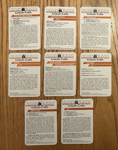 Rock Star Concert Cards: Complete Base Set (108) 1985 AGI & 12 Stickers ...