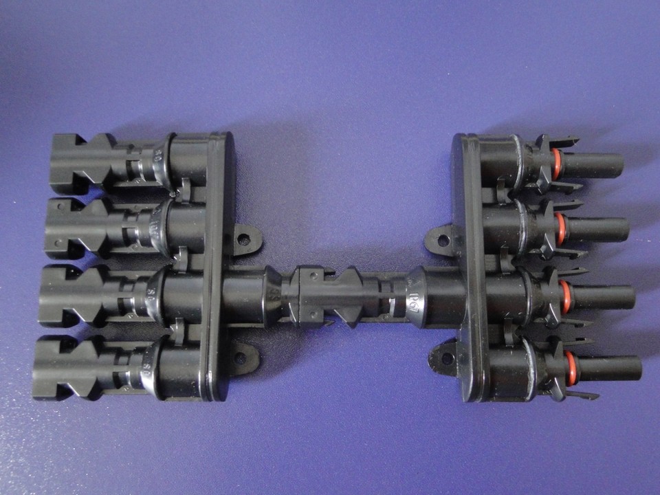 Pair Solar PV Branch Connector, 1000v, 4 to 1 (MMMMF+FFFFM), Output Max 30A | eBay