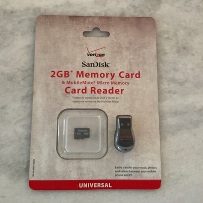 Verizon SanDisk 2GB Memory Card & MobileMate Micro Memory Card Reader ...