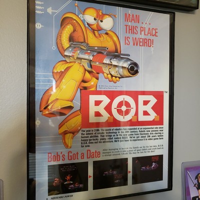 FRAMED Retro 1993 BOB B.O.B. ad/poster SNES Video Game Wall Art | eBay