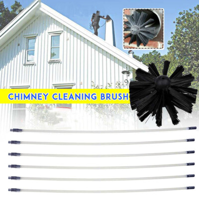 Flexible Chimney Sweep Set Flue Sweeping Brush and Rod Kit Soot ...