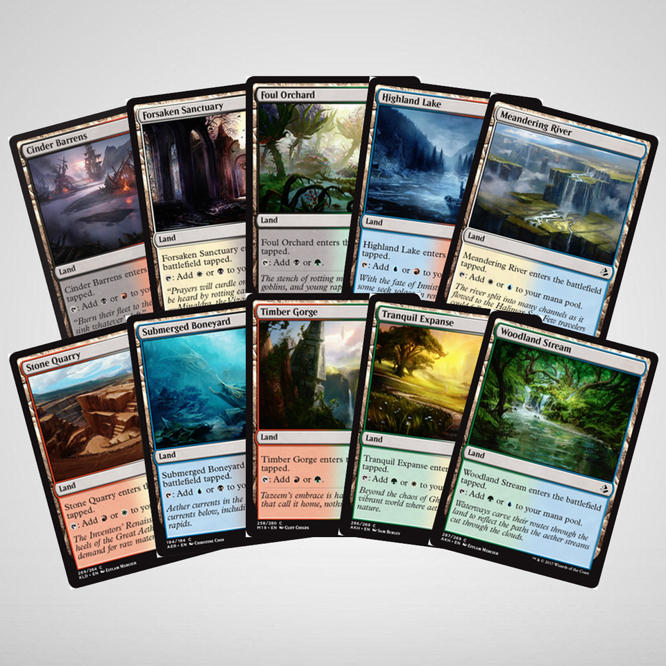 10x DUAL Tapped Lands Full Set All Color Pairs Commander EDH MTG Magic ...