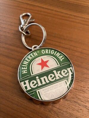 Heineken Beer Bottle Cap Keychain Key Holder Fob w/ Bottle Opener ...