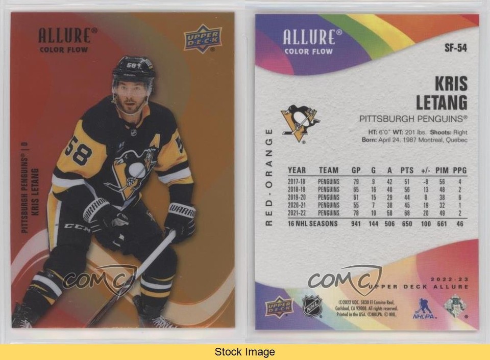2022-23 Upper Deck Allure Color Flow Red Orange Kris Letang #SF-54 READ ...