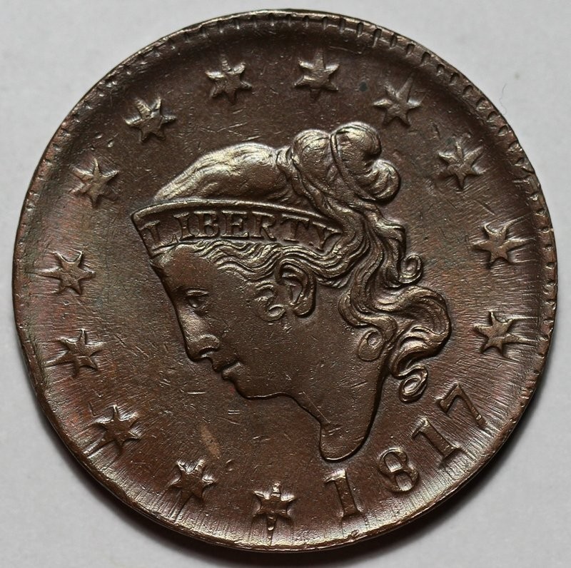 1817 Coronet Head Large Cent (N-11) - Recolored - US 1c Copper Coin | eBay